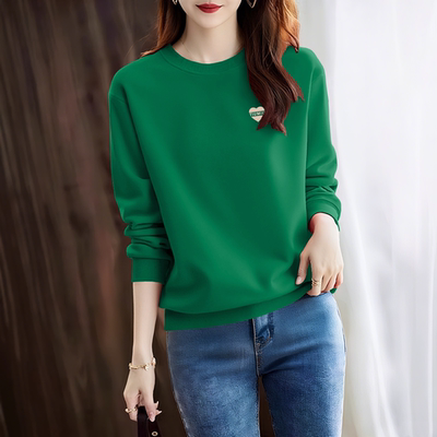 圆领新款秋冬加绒加厚2025女士洋气宽松大码休闲时尚长袖潮流卫衣