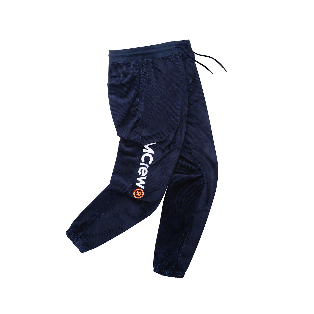 MCREW CABEARLOGO字母男女绣花秋冬藏青色灯芯绒直筒收脚休闲长裤_虎窝淘
