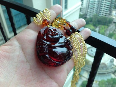 天然血珀鉴定女士毛衣链送证书