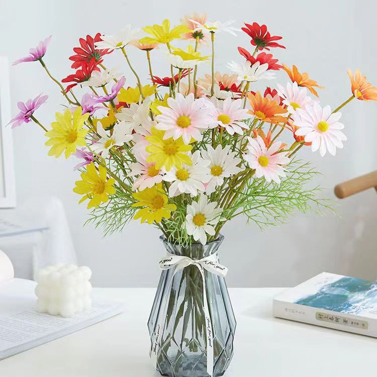 仿真花干花小雏菊花洋甘菊客厅摆件假花婚庆摄影道具荷兰菊绢花