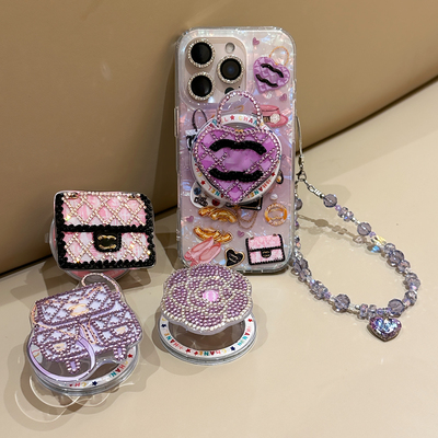 17pro小众高级感磁吸紫色手机壳适用于iPhone16promax挂绳手腕15promax女款17带钻苹果14pro手机套