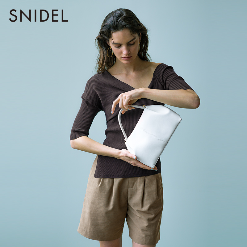 SNIDEL秋冬时尚精致纯色扭结打褶单肩手提包SWGB214608_虎窝淘