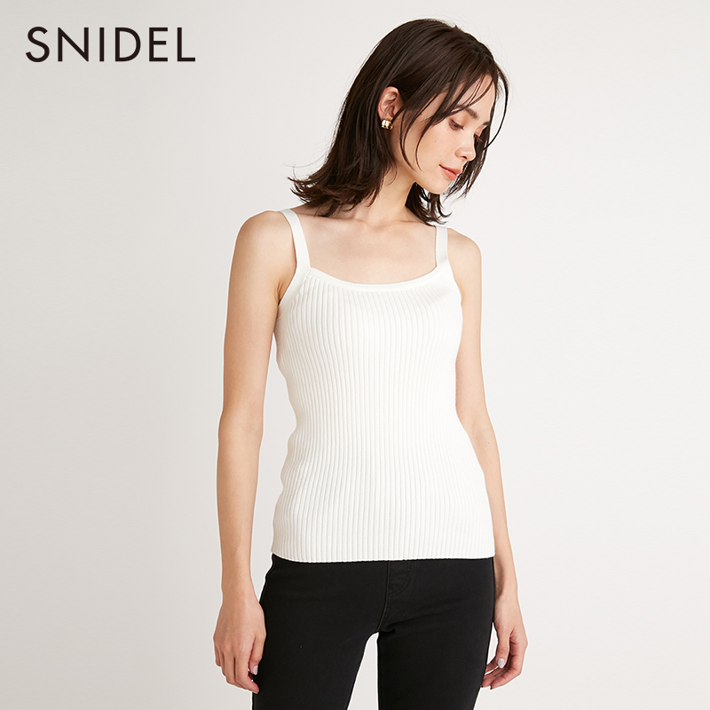 SNIDEL春夏百搭修身马卡龙色罗纹针织吊带背心SWNT221190_虎窝淘
