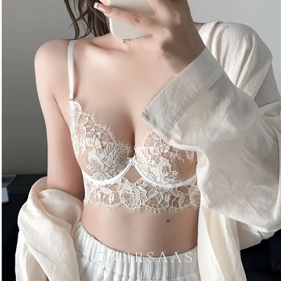 诱芭沙32013BC超薄兔耳朵杯性感蕾丝软钢圈承托大胸显小舒适透气