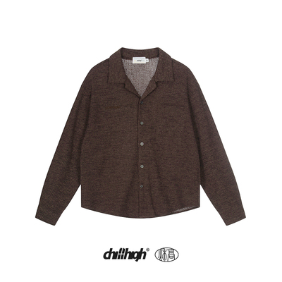 ChillHigh秋高 罗马肌理纹极简刺绣老钱风格古巴领松弛感休闲衬衫