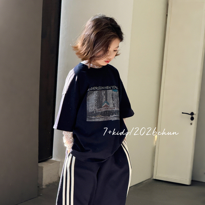 女大童美式复古印花短袖