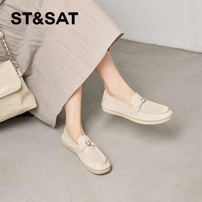 星期六圆头低跟通勤乐福鞋