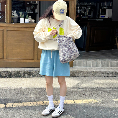 韩国进口短裤纯棉休闲薄款显瘦直筒裤子睡裤夏季女士