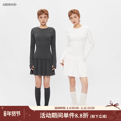 AIRHOOD 2025秋季美式复古收腰显瘦连体衣修身长袖半身连衣裙女