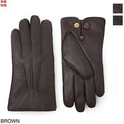 异族日本代购 英国 DENTS 2024冬男手工保暖分指羊皮手套兔毛衬里