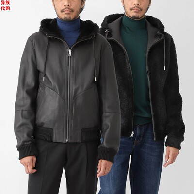 异族日本代购荷兰 ARMA 2026冬男士连帽羊皮毛一体夹克双面穿皮衣