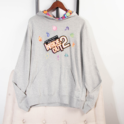 拼色印花联名字母植绒棉长袖卫衣