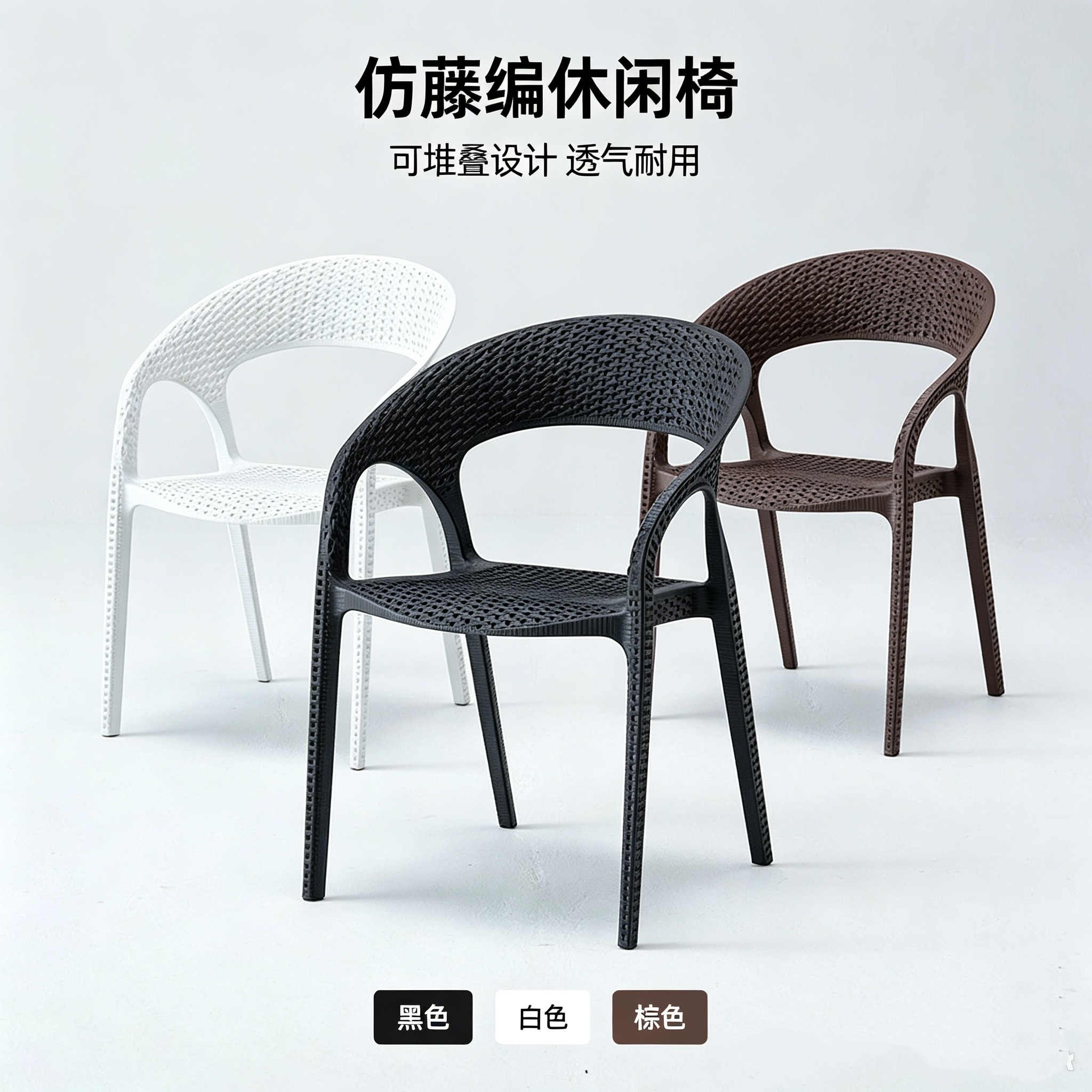 藤编椅子家用餐桌椅加厚塑料餐椅靠背餐饮商用餐厅凳子网红休闲椅