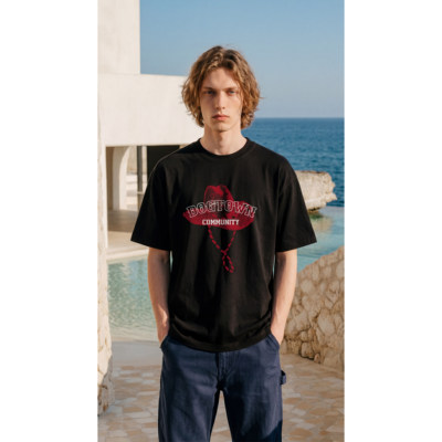 DOGTOWN 26SS复古牛仔草帽LOGO宽松短袖TEE短袖T恤