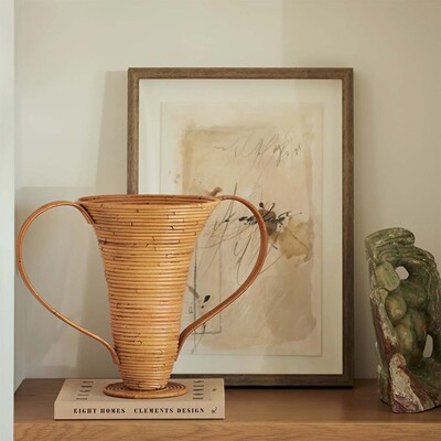 丹麦fermliving藤编花器花瓶