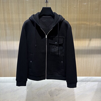 Cavalli Class男装 26秋冬新款口袋logo字母刺绣男士连帽夹克外套