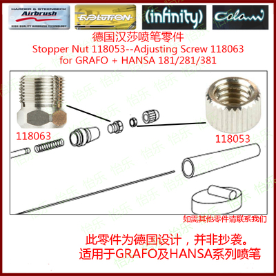 德国喷笔零件 GRAFO HANSA通用 紧针螺丝118063  定位环 118053