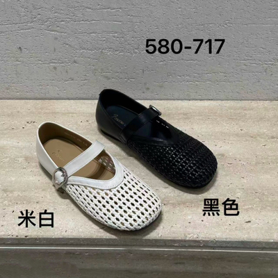 诗路花语春天2026夏时尚镂空编织平底玛丽珍鞋女百搭单鞋580-717