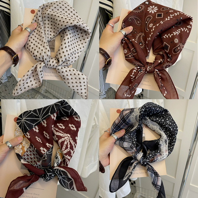 58cm棉麻腰果小方巾春夏秋季薄款