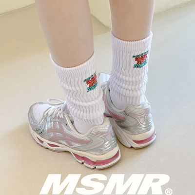 MSMR刺绣字母logo中筒袜