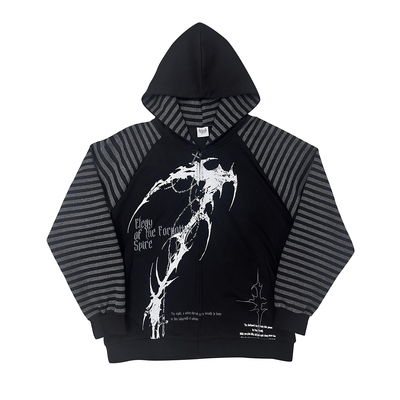 湿体原创  亚文化暗黑哥特薄款连帽卫衣宽松外套刺青印花上衣男女