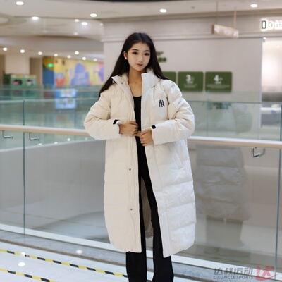 MLB男女NY连帽中长款运动羽绒服