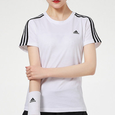 阿迪达斯白色短袖女装2026夏季新款纯棉运动休闲T恤半袖GL0783