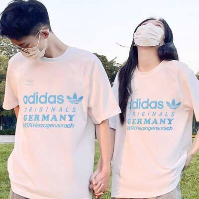 阿迪达斯三叶草短袖白T恤男女