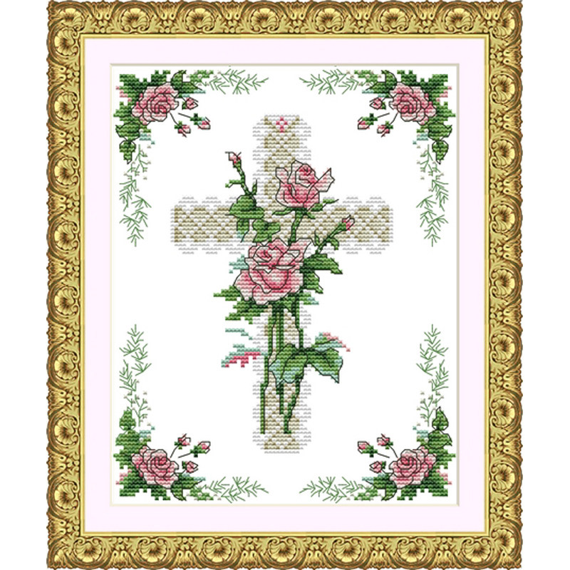 DMC十字绣人物宗教ZP059祈祷玫瑰十字架 cross stitch