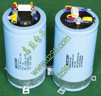 进口 原装 拆机 MALLORY 50V 70000uF 带安装脚圈 电容