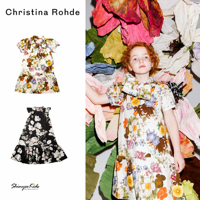 5Z Shinyee▲丹麦christina rohde ss24女童复古印花连衣裙长裙