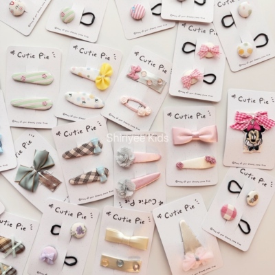 Shinyee▲cutie pie 儿童手工发圈 可爱蝴蝶结发夹发卡 纽扣发绳