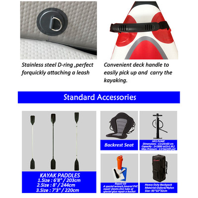 kayak皮划艇橡皮艇漂流单双三人冲锋舟漂流船充气船户外钓鱼船