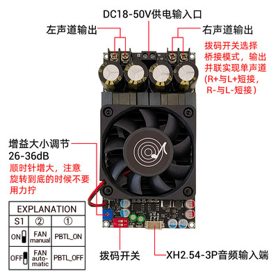 热销3002纯后级单声道功放板大功率tpa3255立体声300wx2桥接数字6