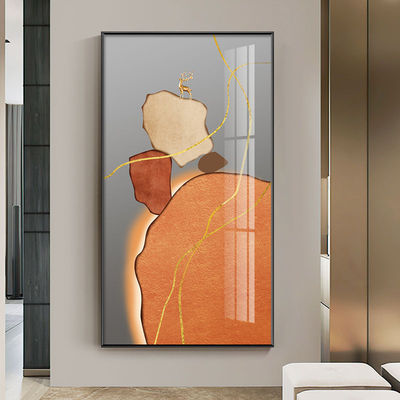 九鱼福送入户玄关装饰画北欧风轻奢走廊过道壁画抽象大气客厅挂画