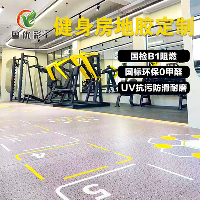 定制健身房地胶私教区体适能地板力量区减震运动地垫pvc耐磨地胶