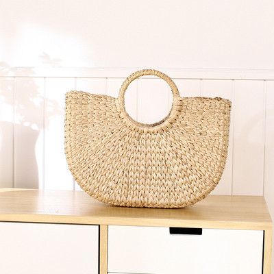 定制手工制作购物收纳筐蒲草制作健康篮杂物置物篮蒲草包