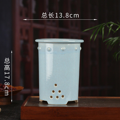 圆口鼓丁兰花盆宜兴之舞多肉蝴蝶釉水可批发家居摆件好物ylh07