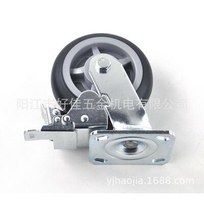 刹直供150x50mm静音弧面黑色tpr双工厂脚轮