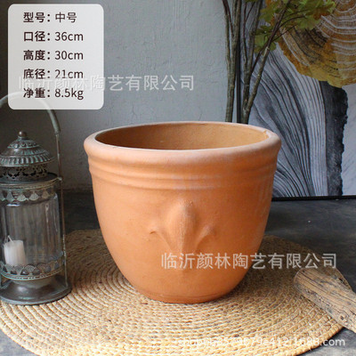 橘色盆桔子缸盆美式风格花盆红陶陶盆罗马粗陶栽树盆铁树花盆园艺