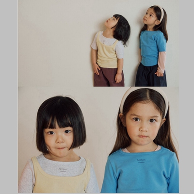 90-130韩系潮童APS三色小字母短袖T恤