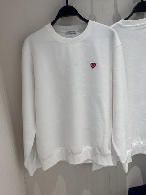 B2CRF1119 太平鸟男装春季新款白色落肩宽松休闲圆领套头针织卫衣