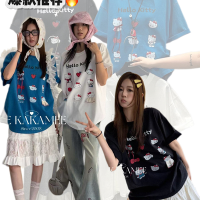 ME KAKAMEE-春春新品独家洗水设计喷画九宫格KT大版短袖T恤9092春