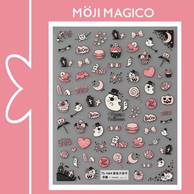 茉季中国美甲贴纸立体浮雕效果