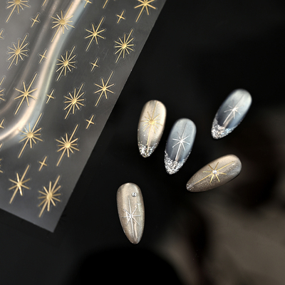 茉季烫金烫银轻奢神谕圣光美甲贴纸防水指甲贴装饰饰品M1384 1385