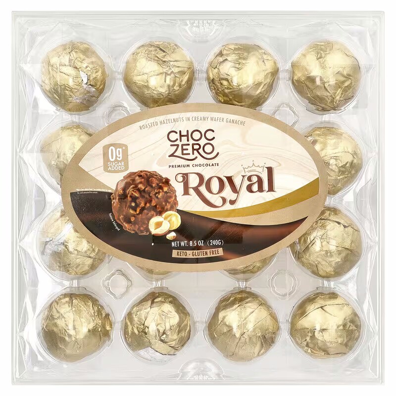 美国进口零食礼品ChocZero 70%可可榛子松露巧克力无糖无添加240g