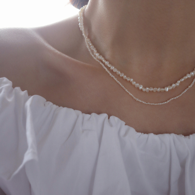 手工定制极细巴洛克珍珠女锁骨链