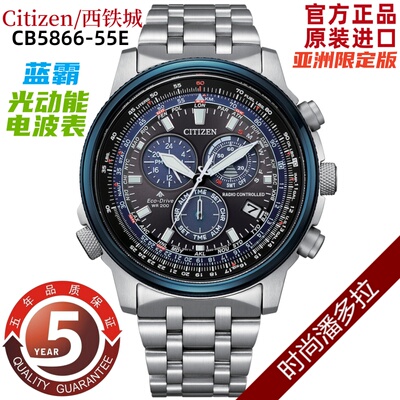 Citizen/西铁城光动能电波表万年历商务男表CB5866-55E 5861-59E