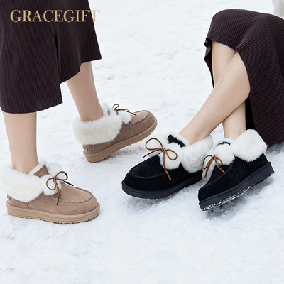 Gracegift蝴蝶结雪地靴