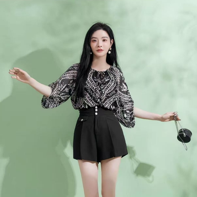 3086 夏季新款沙滩风时尚印花宽松遮肚显瘦百搭小衫JR